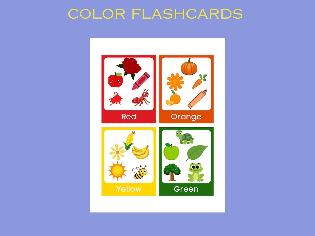 Kid's Color Flashcards | Canva | Download | Print | Easy Learning ...
