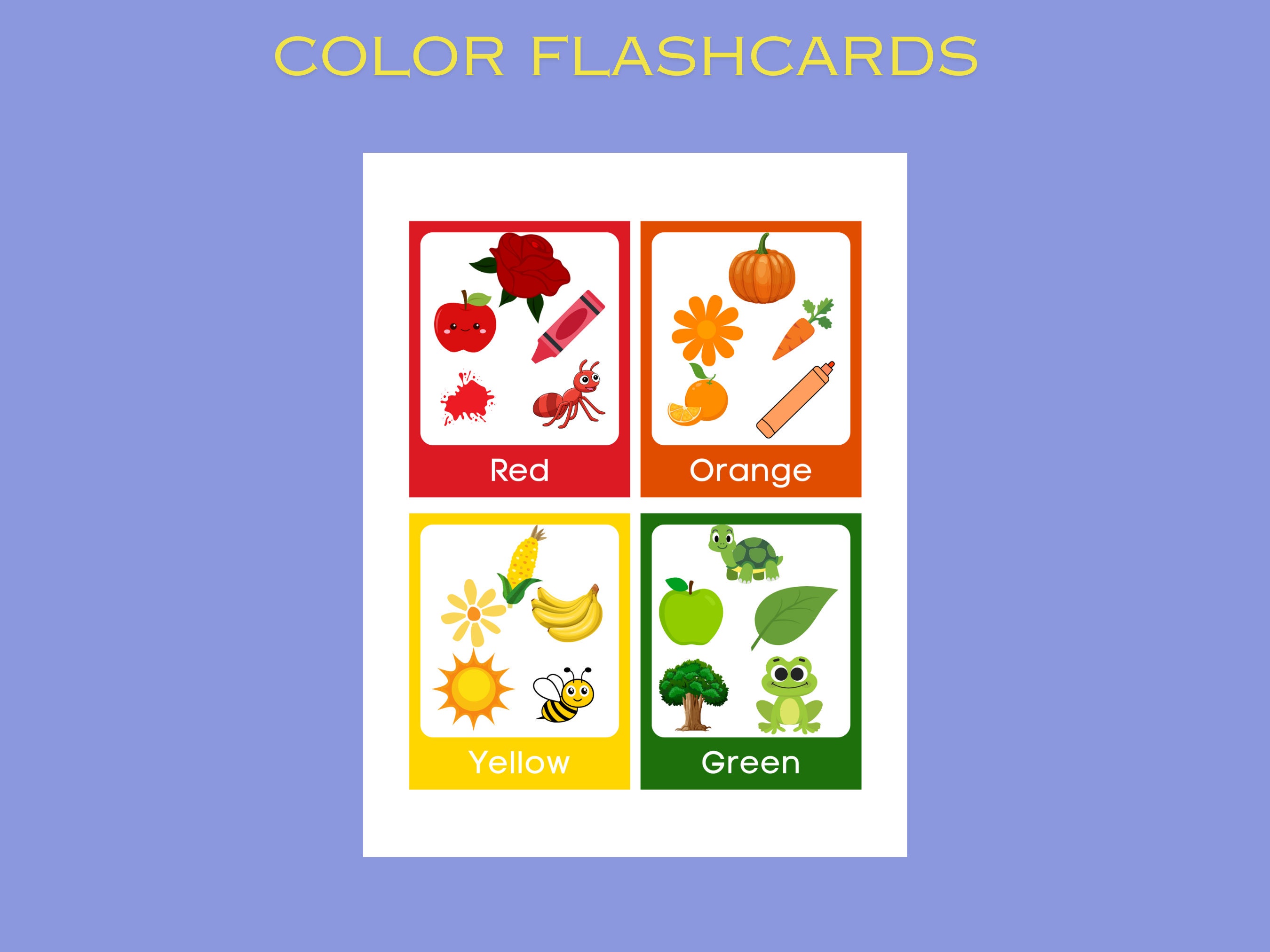 Kid's Color Flashcards | Canva | Download | Print | Easy Learning ...