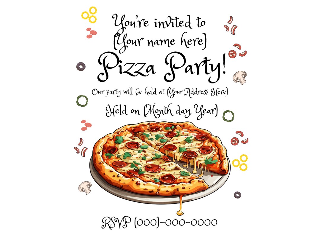 Pizza Party Invitation Template | Birthday Party | Class Party | Kids ...