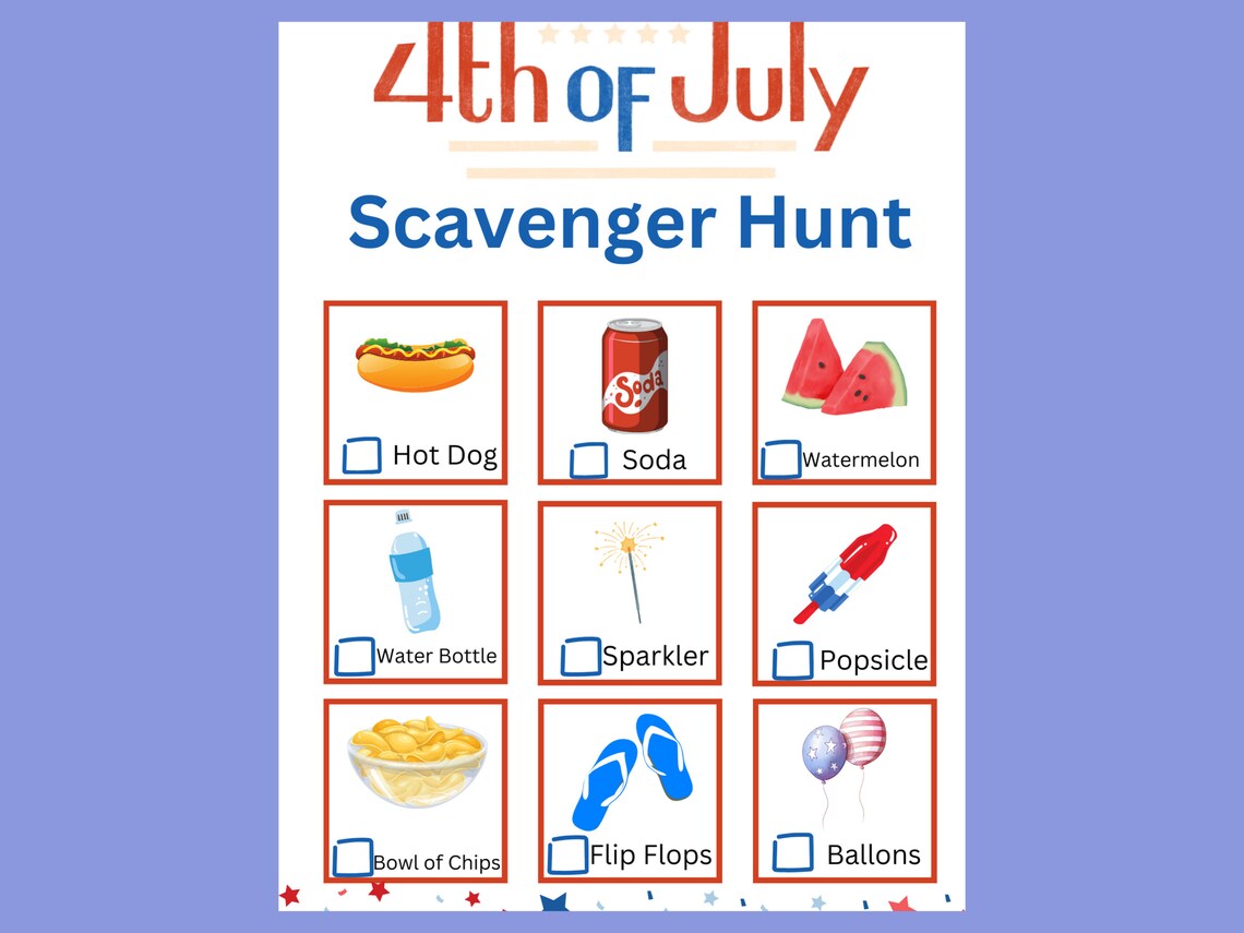 4th of July Scavenger Hunt | Kids | Canva Pro | Editable | Fun for Kids ...