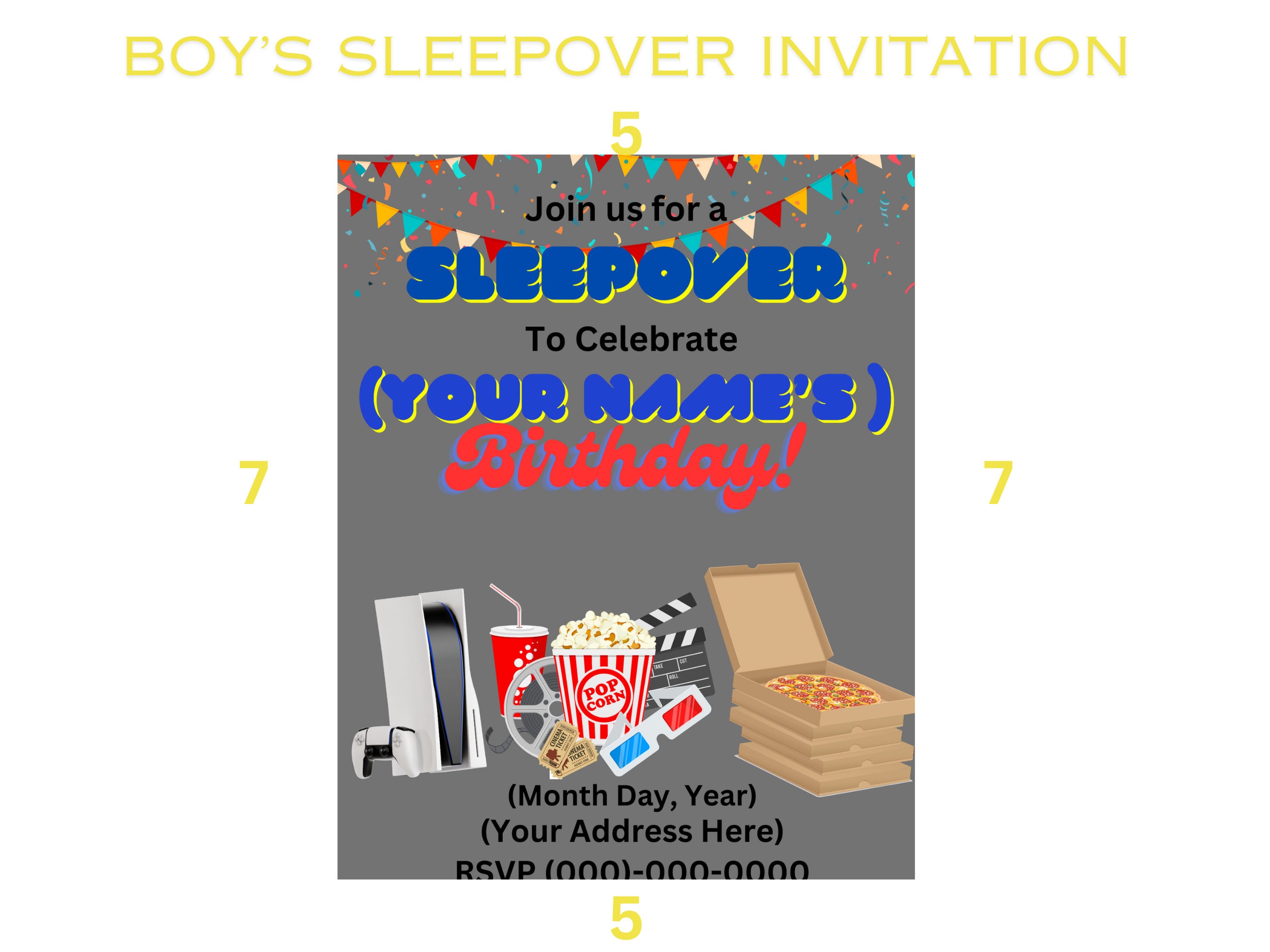 Boy's Sleepover Invitation Canva Editable Birthday Party Kids - Etsy