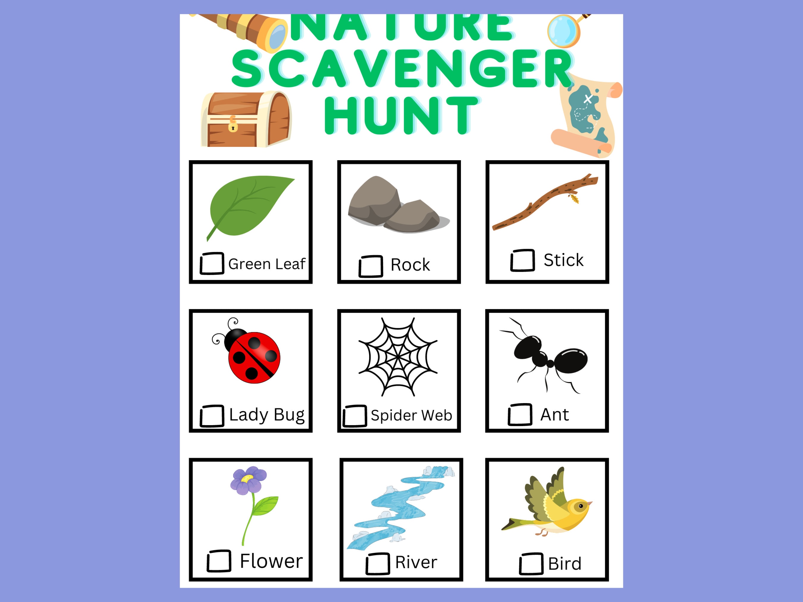 Kid's Nature Scavenger Hunt Template| Canva | Download | Editable | Fun ...