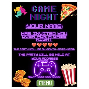 Game Night Invitation Template| for Kids | Editable | Digital ...