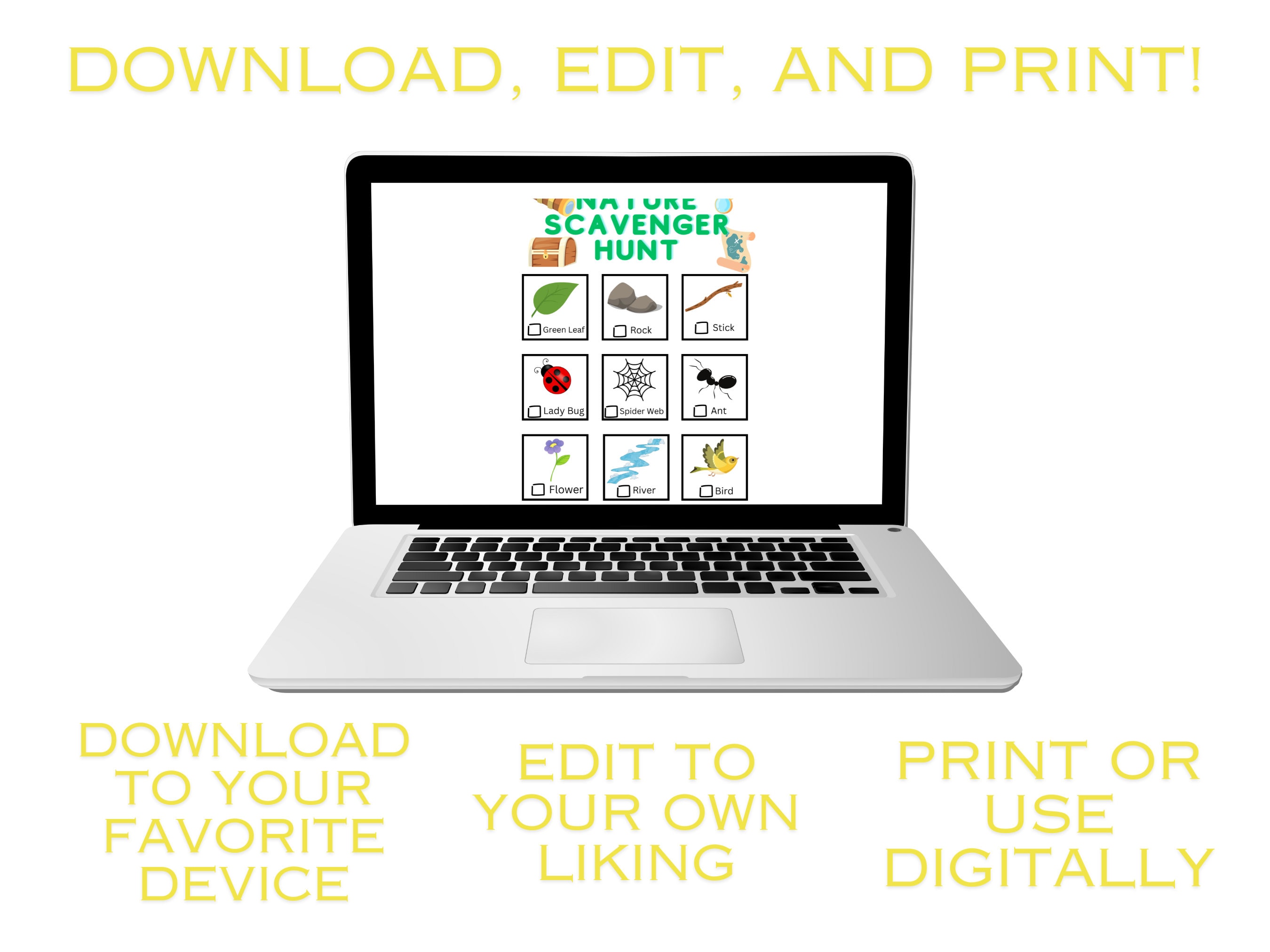 Kid's Nature Scavenger Hunt Template| Canva | Download | Editable | Fun ...