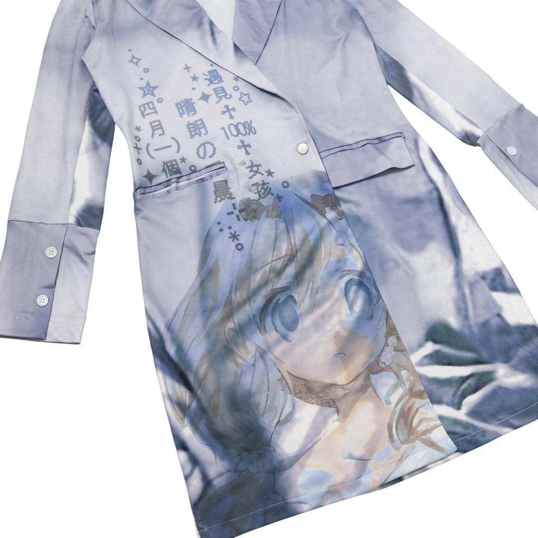 Dreamcore Wave Print Longline Coat | Futuristic Cybercore - Etsy