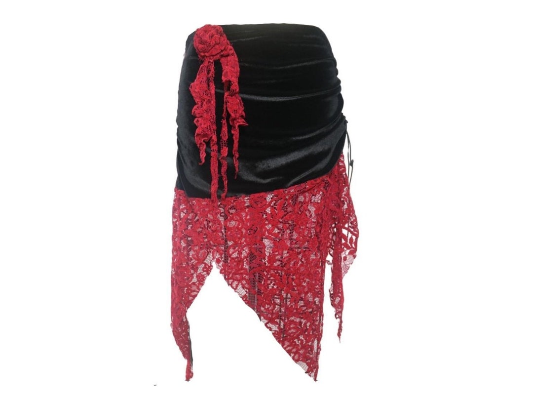 Whimsigoth Rose Appliqué Convertible Skirt Dark Romantic Whimsical ...