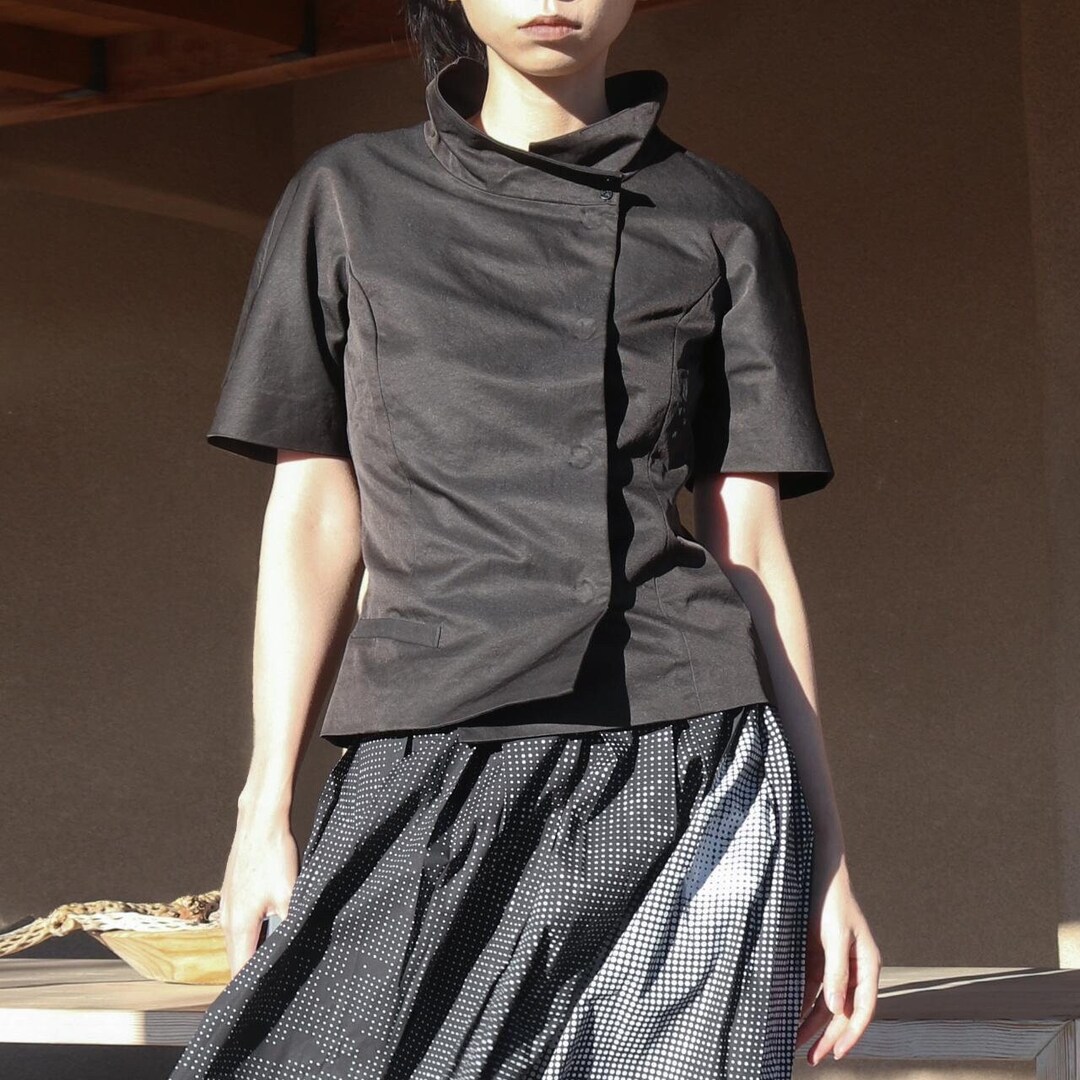 ITAII Karasu off Center Top | Dark Academia Asymmetric Stand Collar Slim Fit Jacket - Etsy