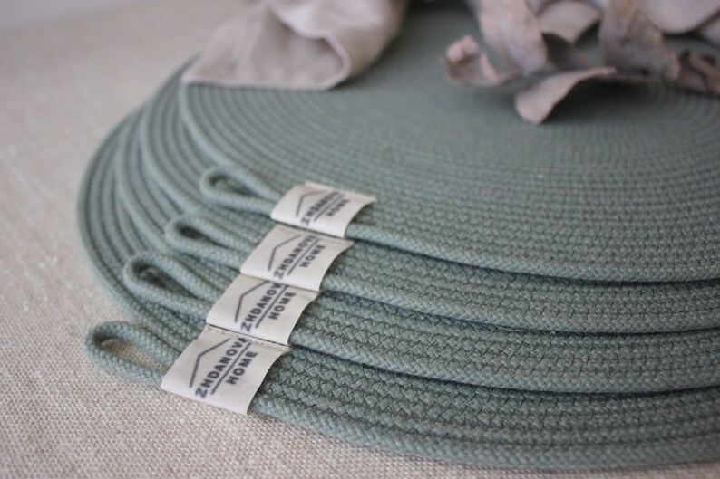 A Set of 4 Mint Placemats ,handmade Round Placemats for Plates, Mint ...