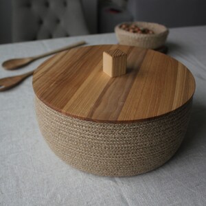 A Round Bread Box With Wooden Lid * Bread Box Countertop * Farmhouse ...