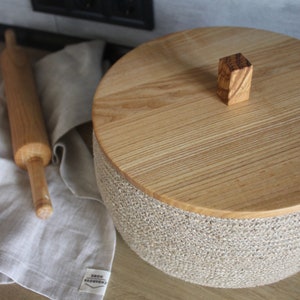 A Round Bread Box With Wooden Lid * Bread Box Countertop * Farmhouse ...