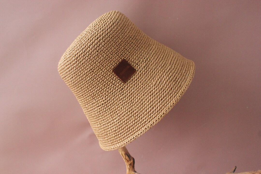 Personalized Raffia Bucket Hat * Raffia Sun Hat * Women’s Crochet ...