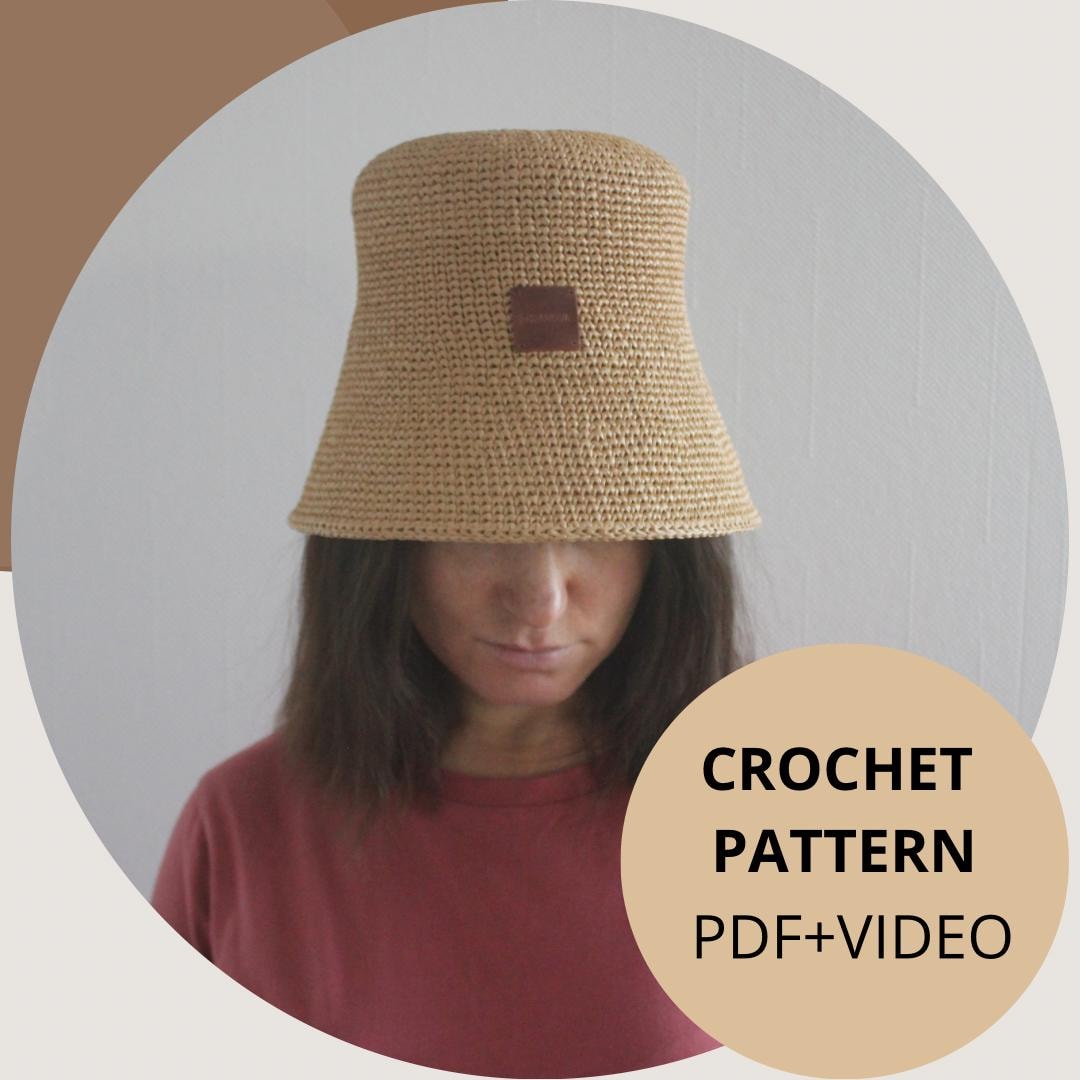Bucket Hat in Raffia Crochet Pattern * Raffia Crochet Hat * Handmade ...