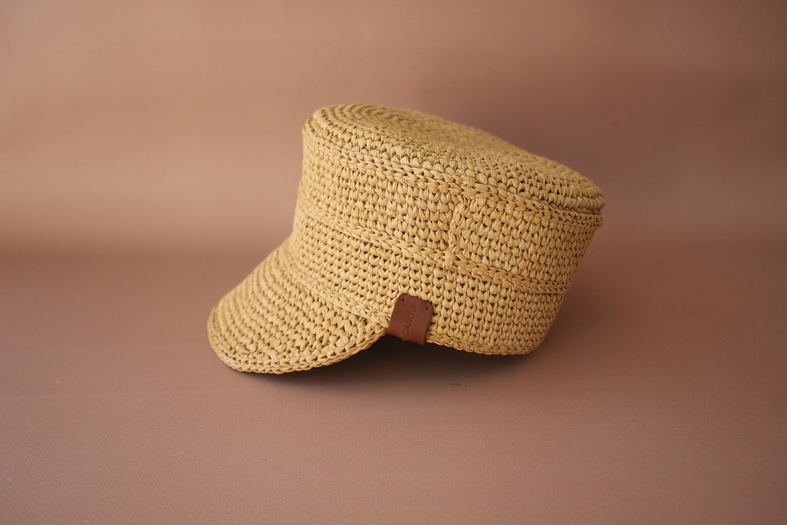 Straw Baker Boy Cap for Women * Summer Beige Breton Cap * Raffia Baker ...