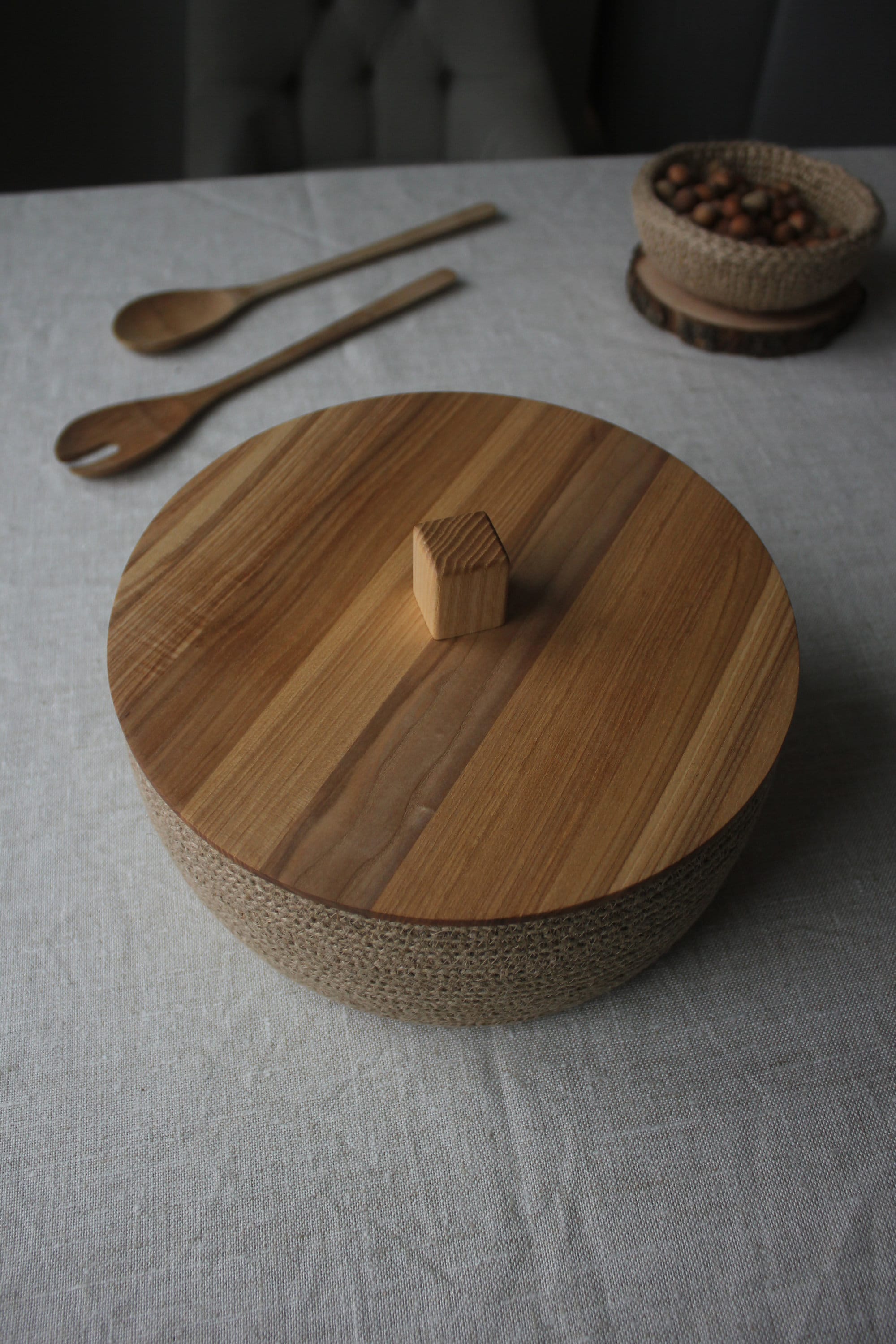 A Round Bread Box With Wooden Lid * Bread Box Countertop * Farmhouse ...