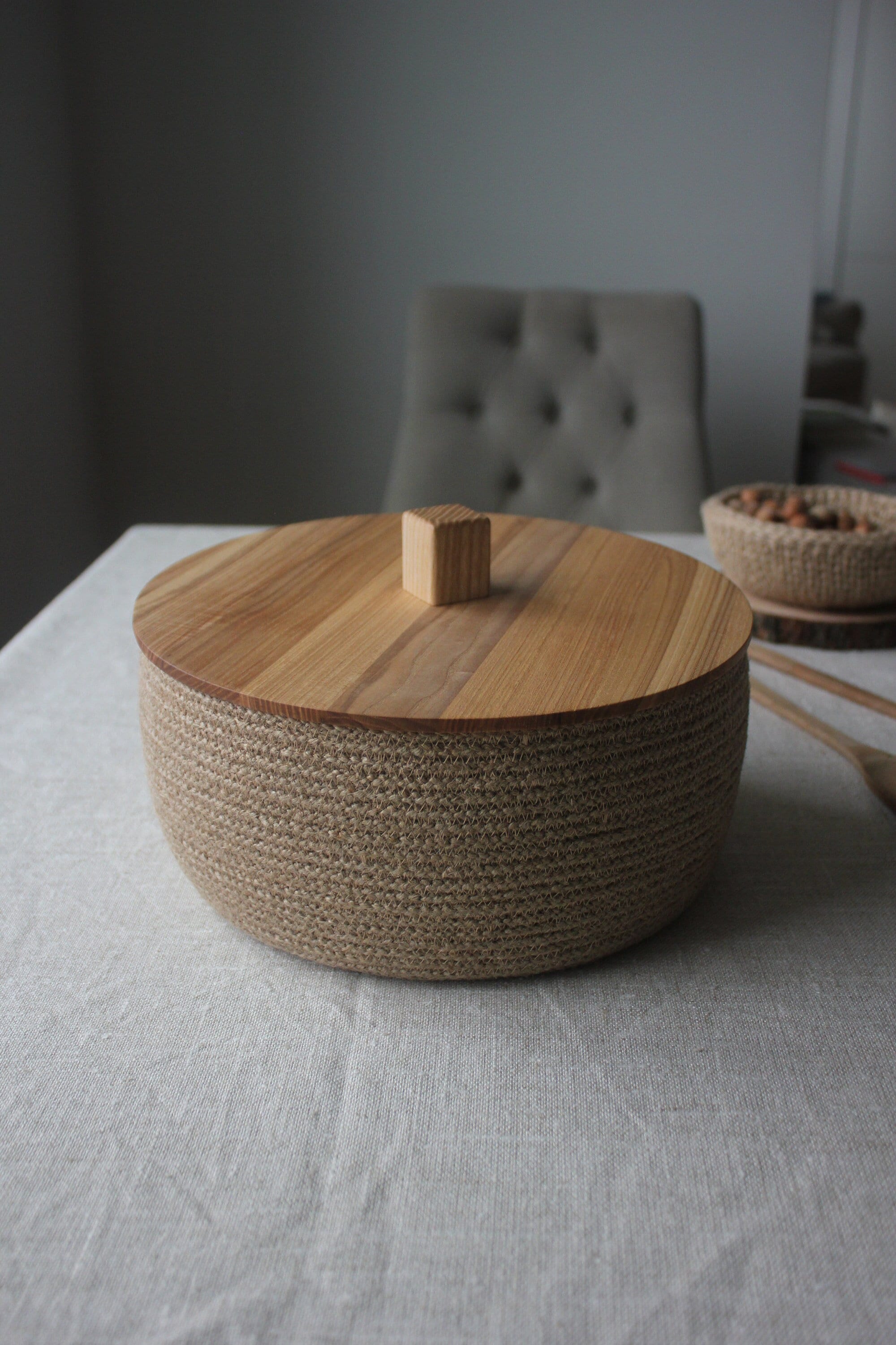 A Round Bread Box With Wooden Lid * Bread Box Countertop * Farmhouse ...