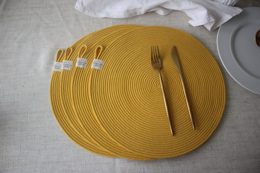 A Set of 4 Yellow Placemats * Yellow Custom Placemats * a Set of Yellow ...