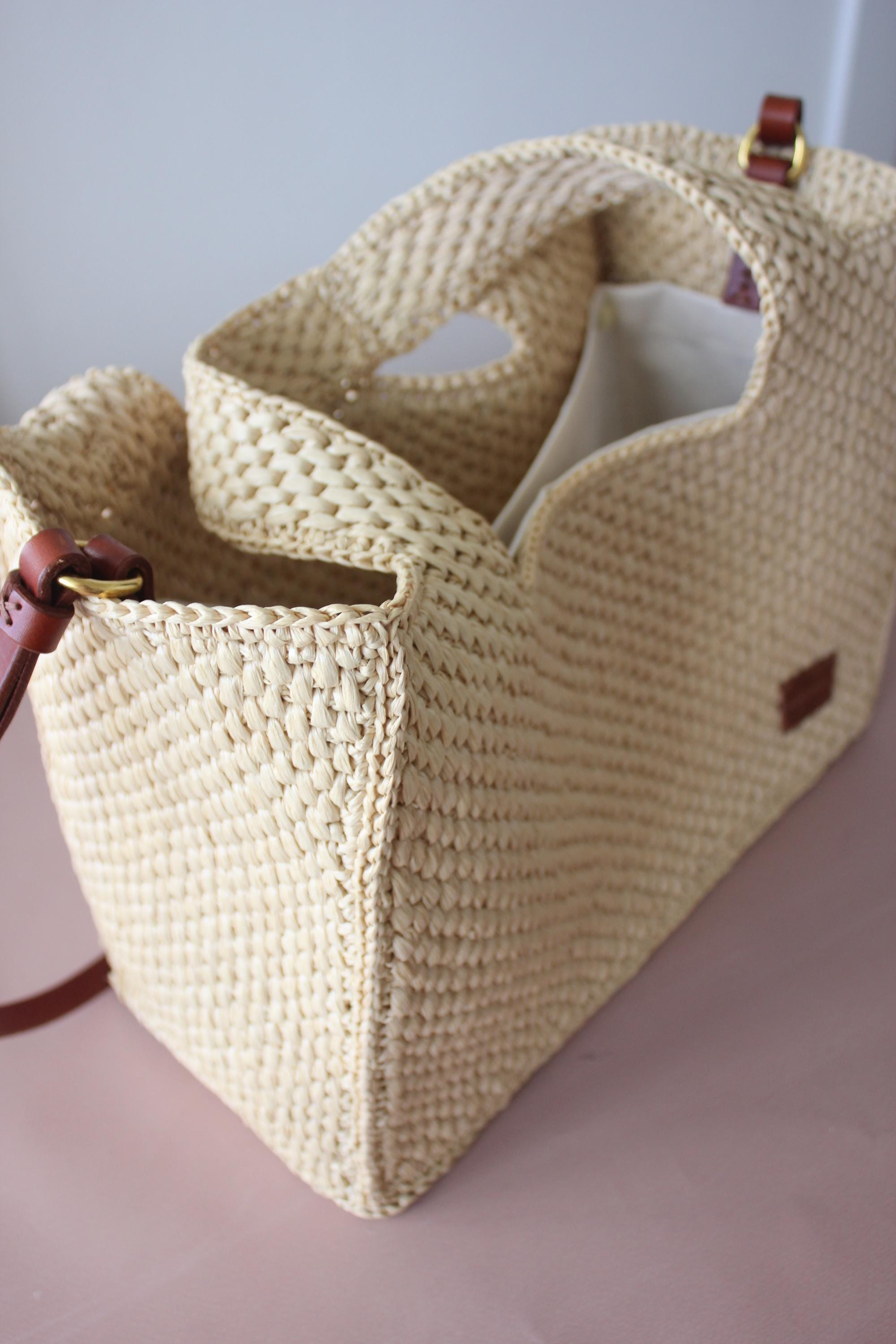 Large Raffia Tote Bag Straw Tote Bag Casual Tote Bag Large Handmade ...