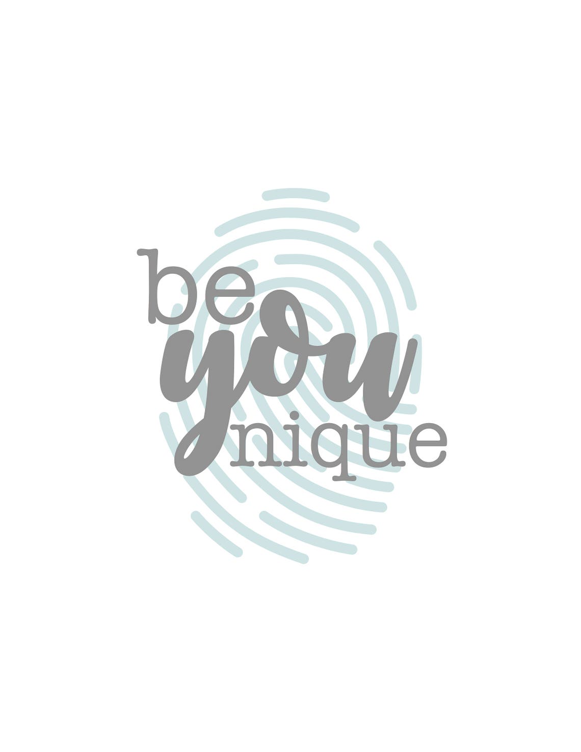 Be YOU Nique PRINTABLE Digital Download in Light TEAL and Grey - Etsy