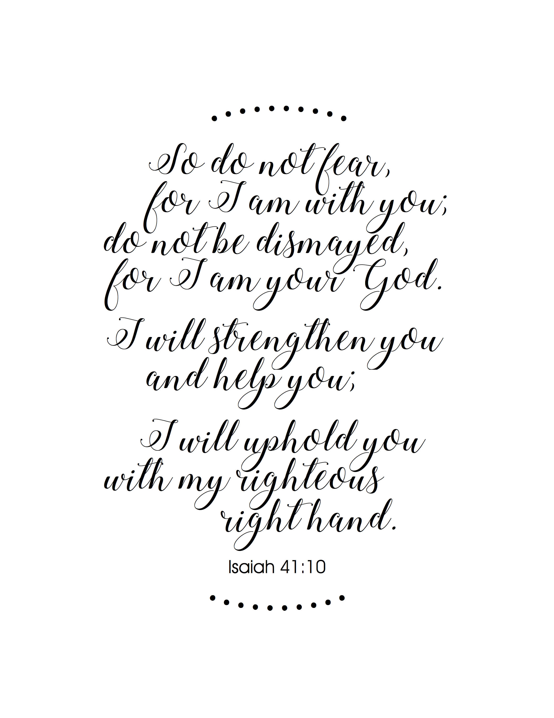 Isaiah 41:10 PRINTABLE Digital Download in Black and White - Etsy