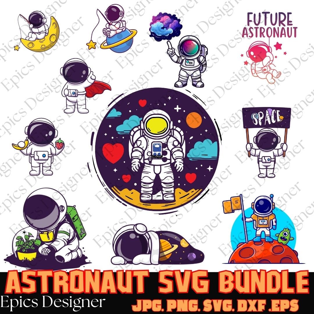 The Ultimate Astronaut SVG PNG Bundle, Rocket Astronaut Clipart, Space ...
