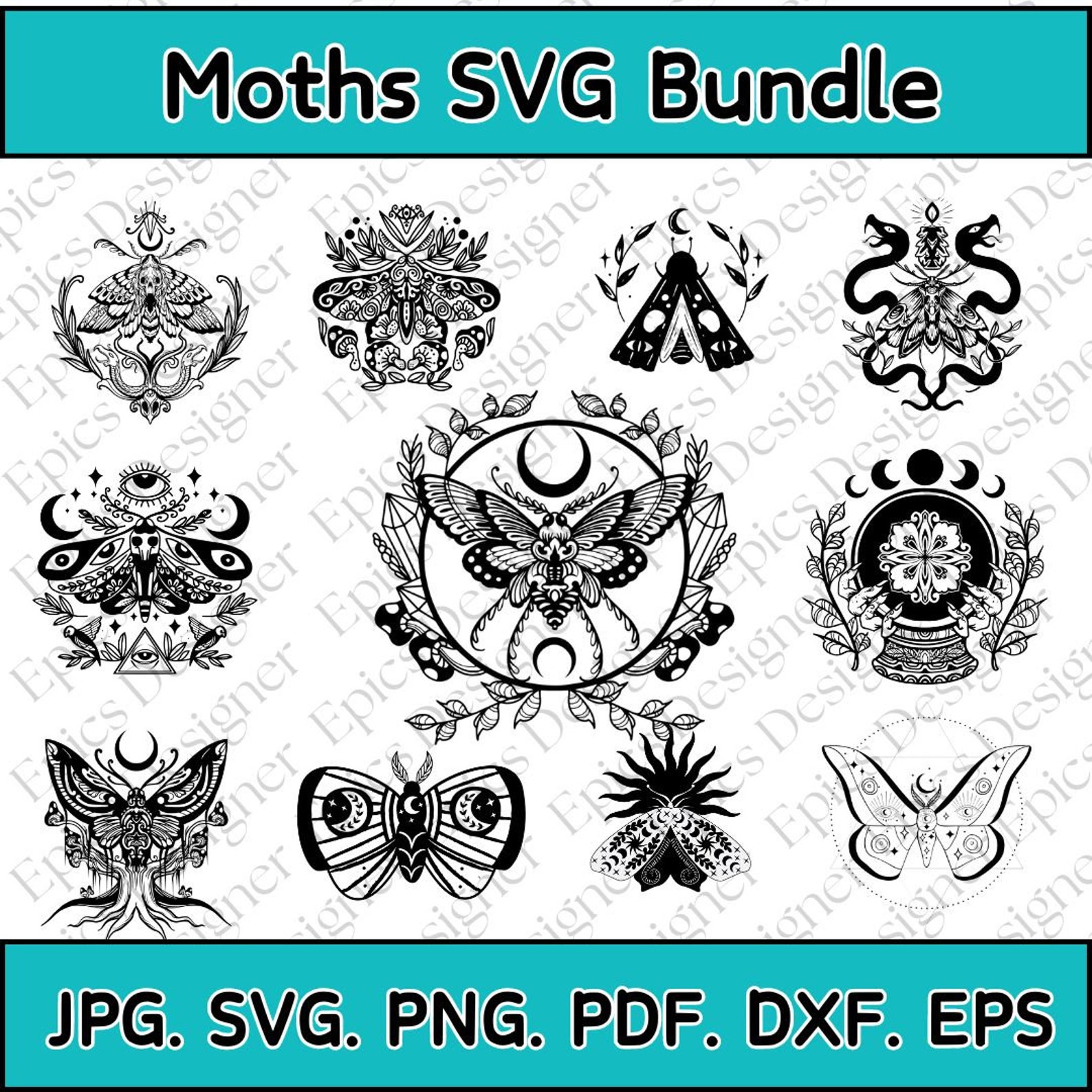 Enchanting Moths SVG Bundle: Line Art, Moth SVG, Moths Clipart, Moth ...