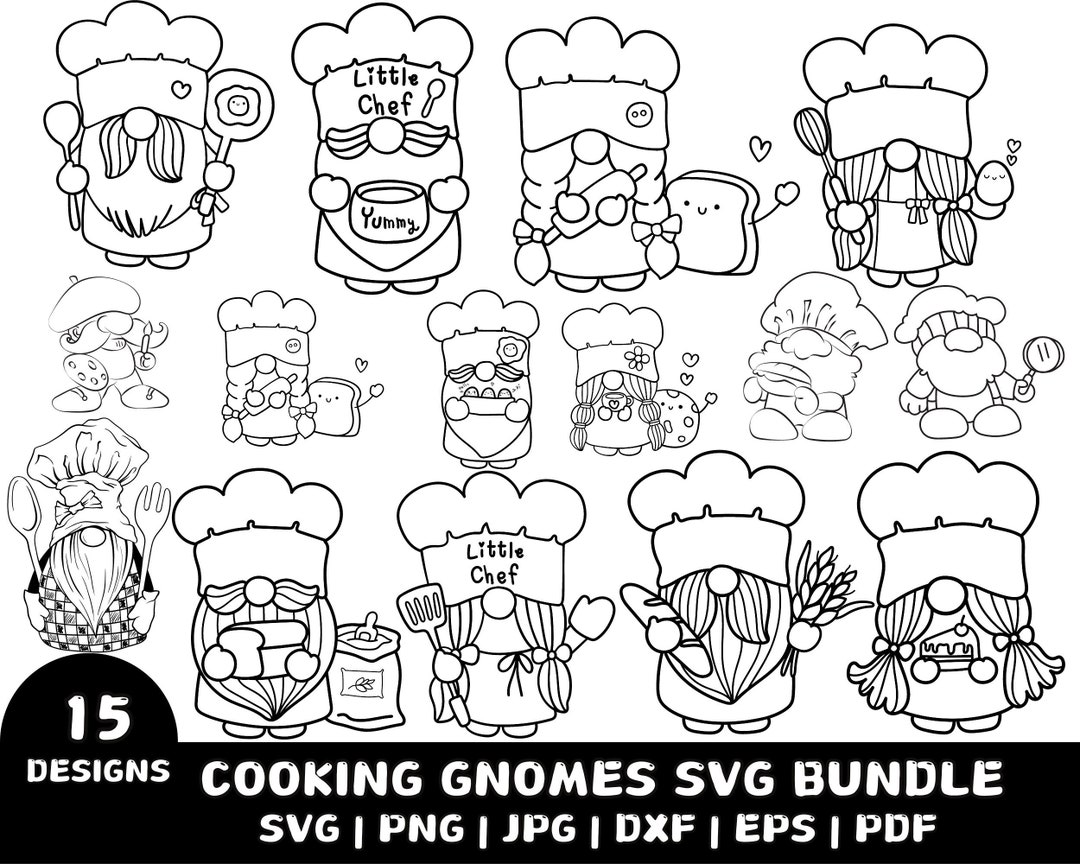 Cooking Gnome SVG Bundle Chef Gnome Svg, Gnomes Cooks SVG, Gnomes Svg ...