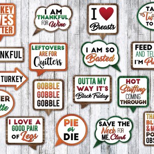 33 Thanksgiving Photo Booth Props, PRINTED & UNCUT, Funny Thanksgiving ...