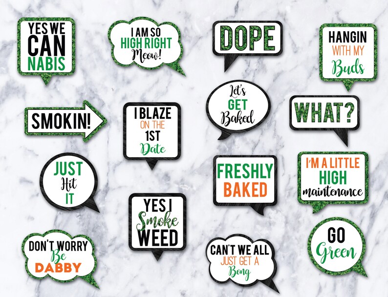 30 Adult Smoking Cannabis Marijuana Weed Photo Booth PRINTABLE Props ...