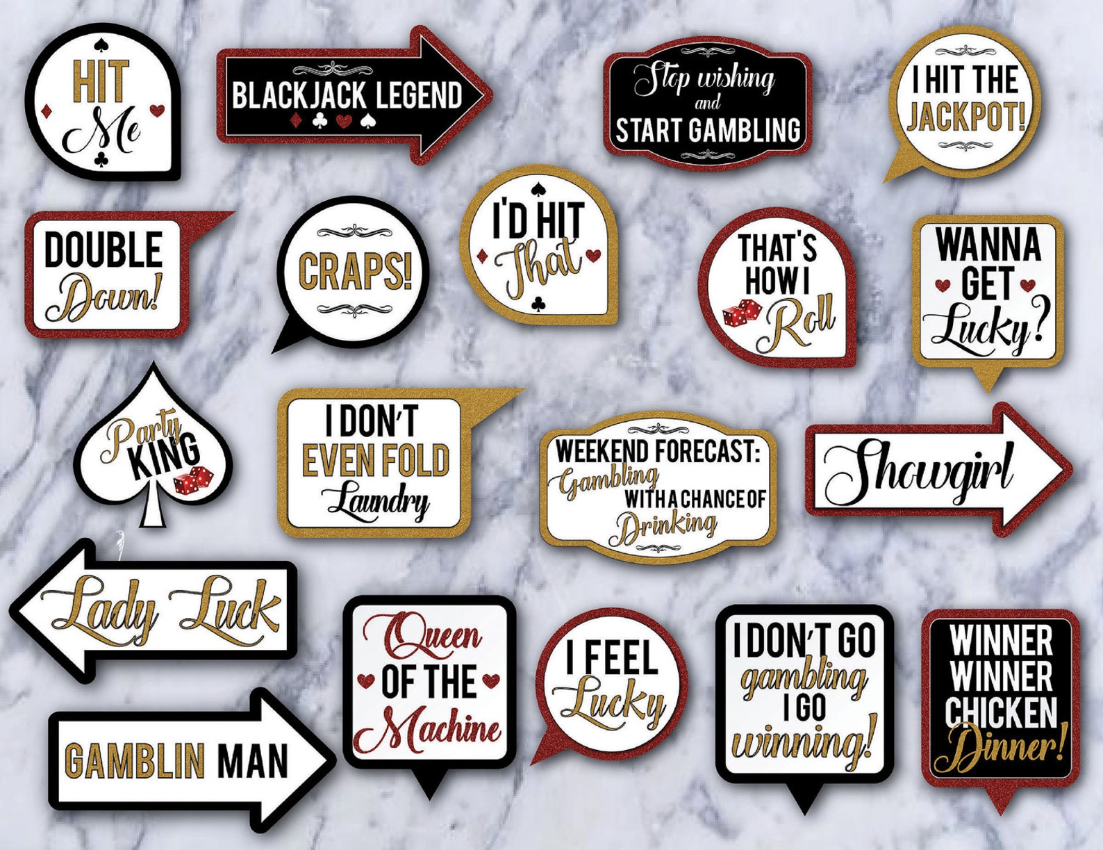 60 Casino Theme PRINTABLE Photo Booth Props Adult props | Etsy