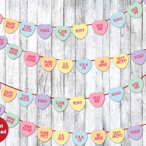 Valentine's Day Candy Heart Banner / DIY Valentine's Day Printables ...