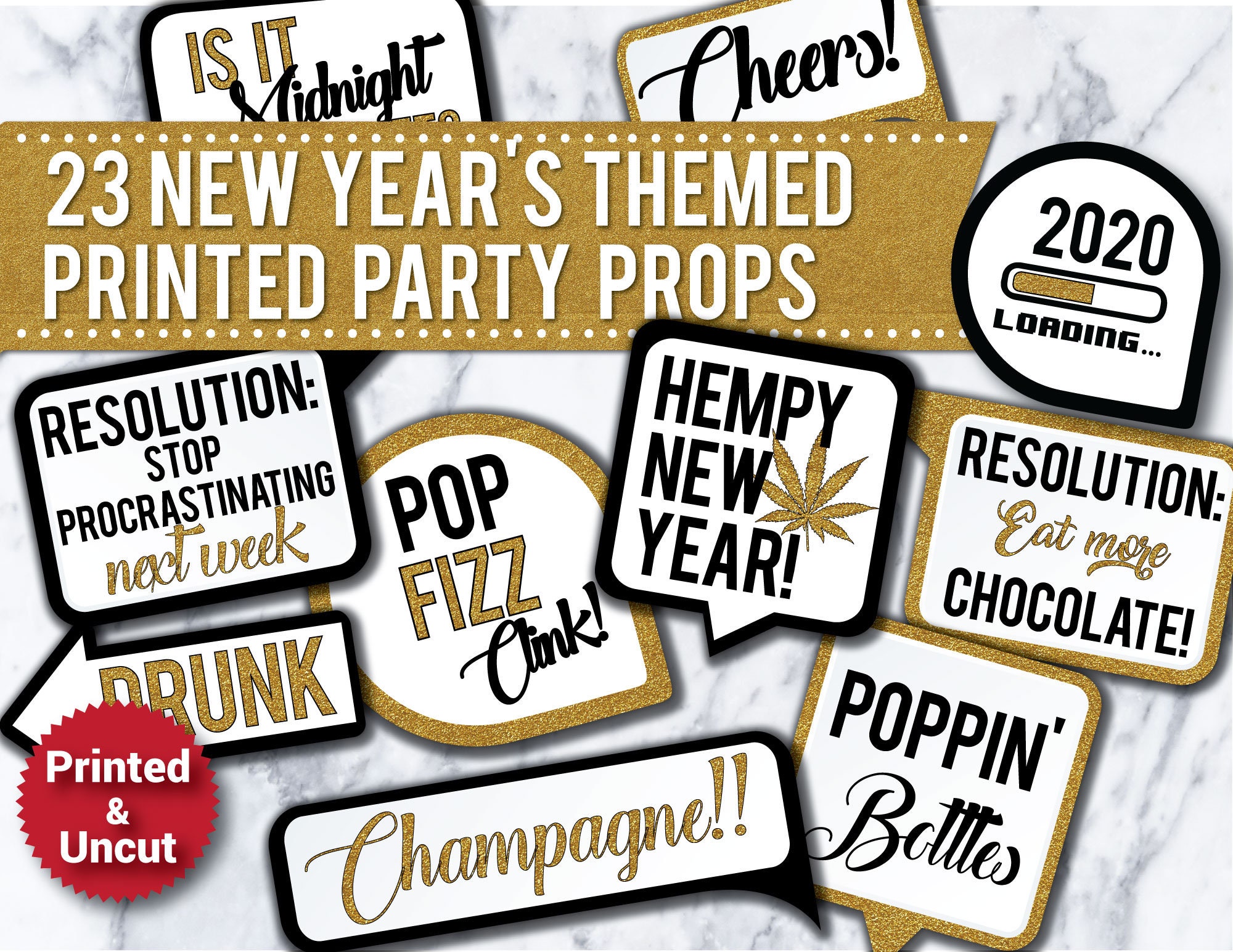 23 New Years Eve 2020 PRINTED & UNCUT Party Photo Booth Props | Etsy