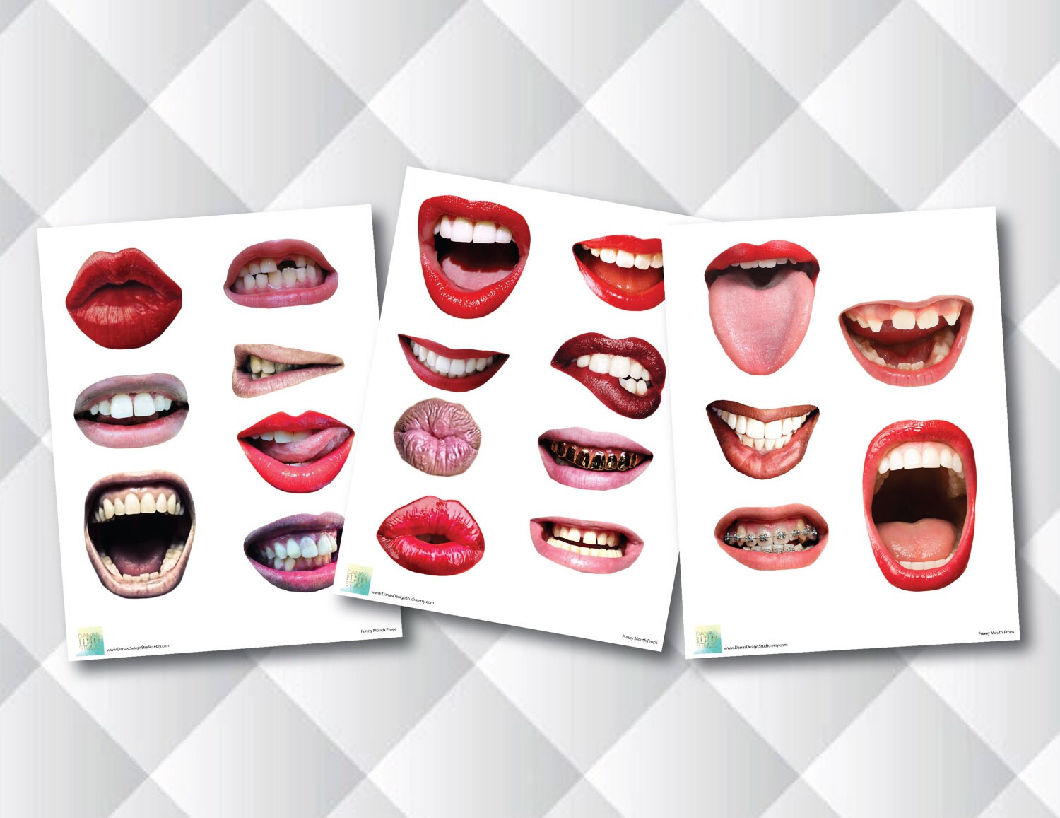 20 Lips Photo Booth PRINTABLE Props Funny Mouth Realistic | Etsy