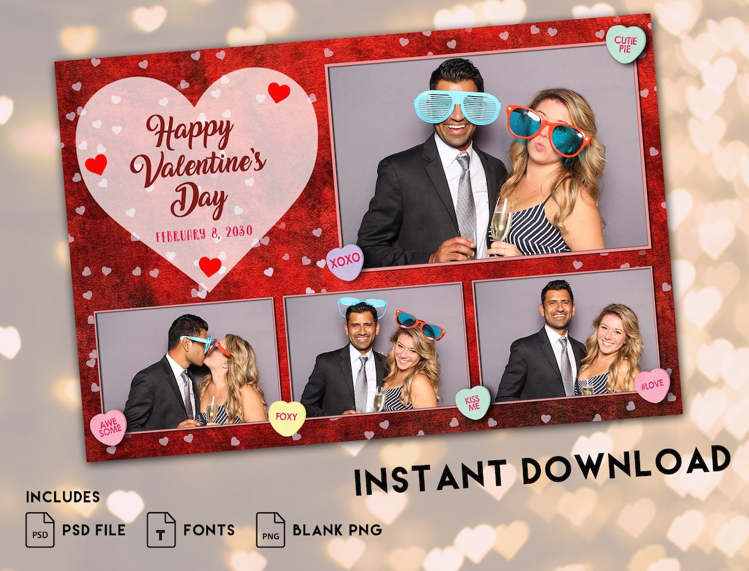 Valentine's Day Photo Booth Template 4x6 (PSD File) - Etsy