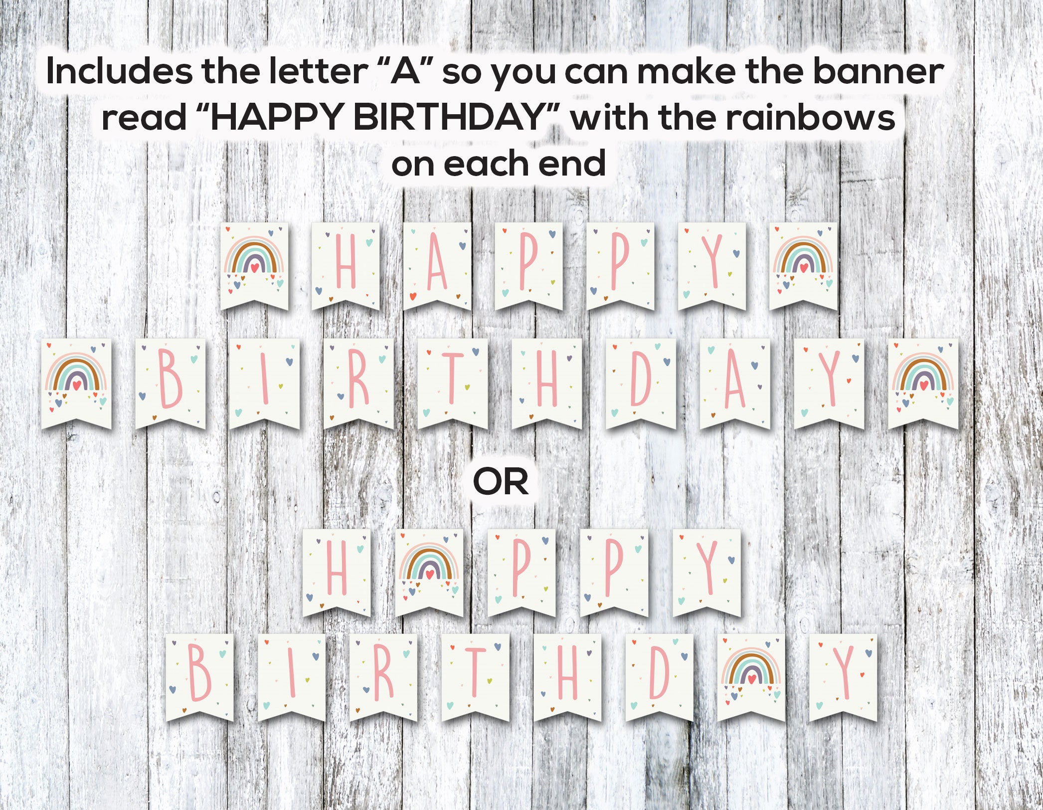 Boho Rainbow Happy Birthday Printable Banner (instant Download) - Etsy