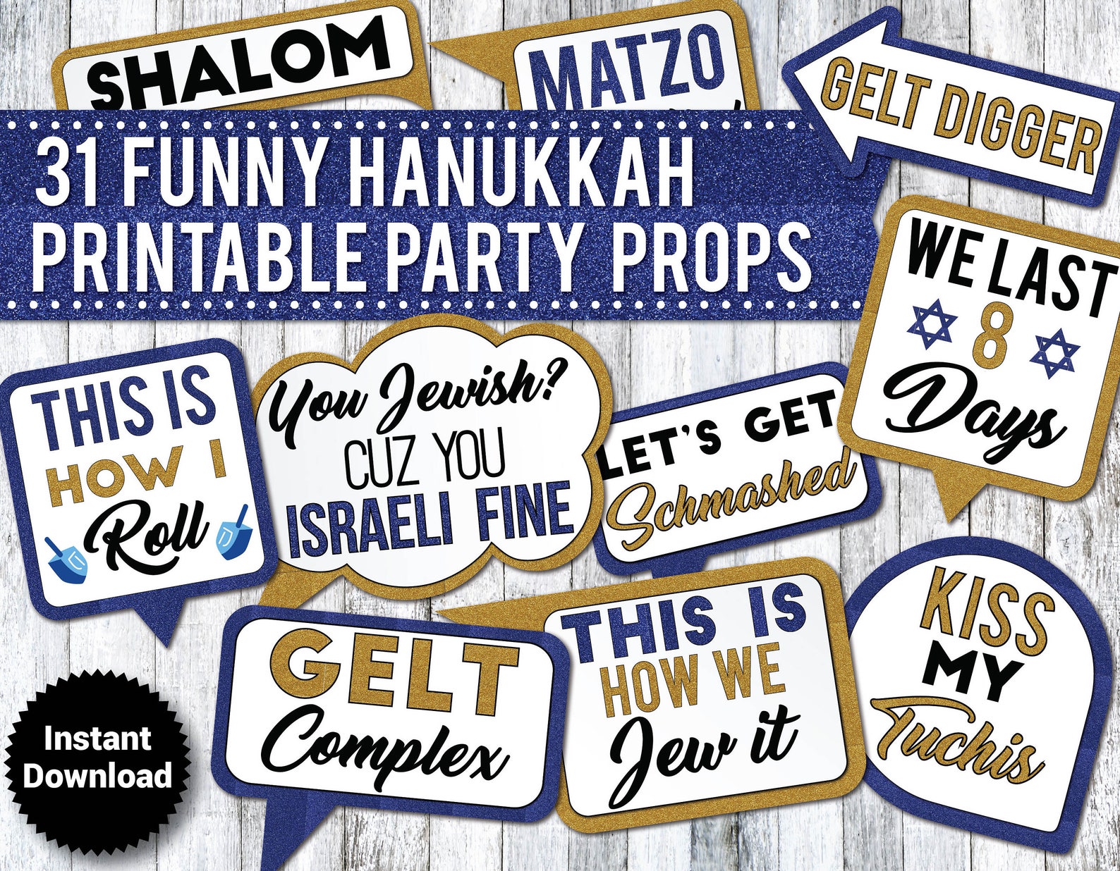 31 Funny Hanukkah Holiday PRINTABLE Party Photo Booth Props - Etsy