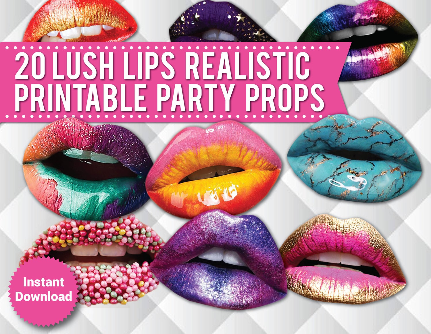 20 Lush Lips Photo Booth PRINTABLE Props Funny Mouth - Etsy Canada