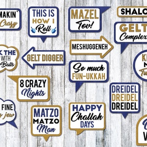 31 Funny Hanukkah Holiday PRINTABLE Party Photo Booth Props, Menorah ...