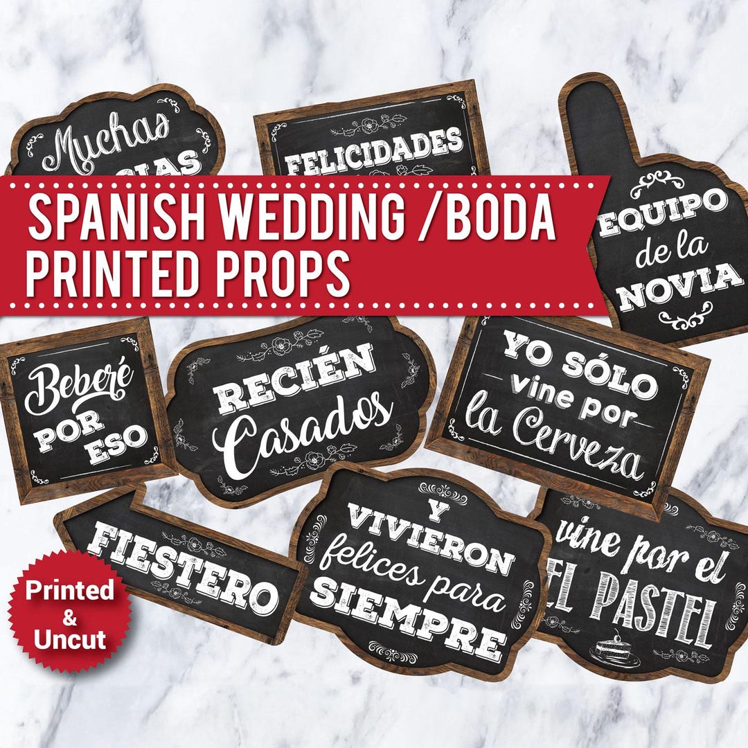 30 Spanish Wedding Photo Booth Props: Printed Chalkboard Signs - Etsy