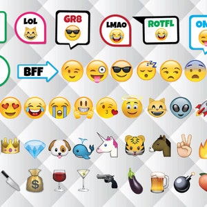 47 Emoji PRINTABLE Photo Booth Props Funny Party Props Sweet | Etsy Canada