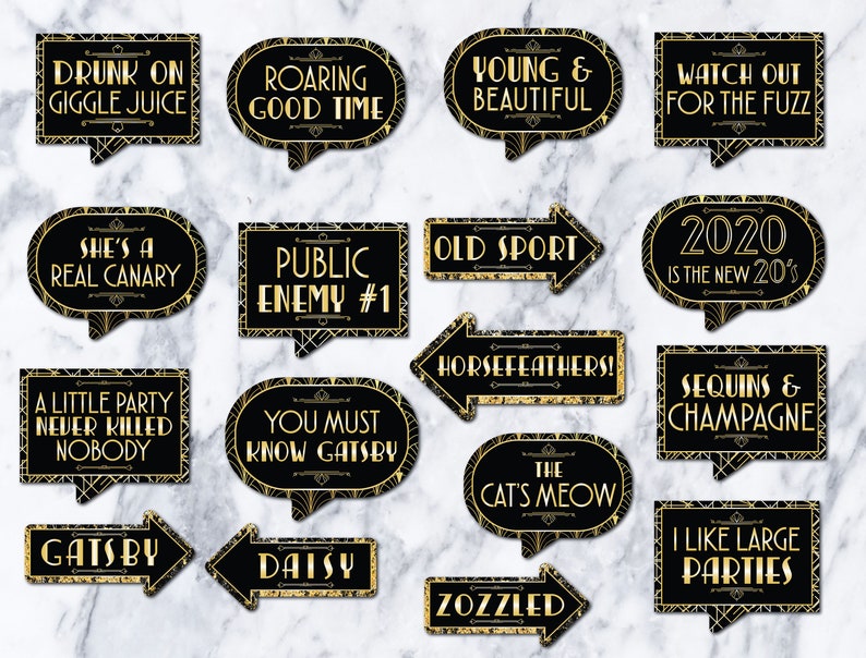 1920s Photo Booth Props PRINTABLE INSTANT DOWNLOAD Gatsby - Etsy UK