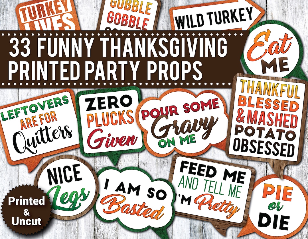 33 Thanksgiving Photo Booth Props, PRINTED & UNCUT, Funny Thanksgiving ...