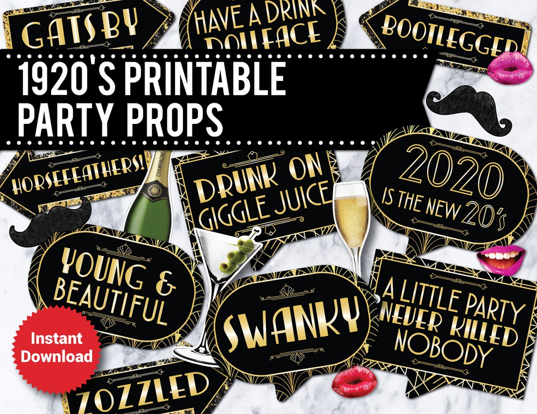 1920s Photo Booth Props PRINTABLE INSTANT DOWNLOAD Gatsby - Etsy UK