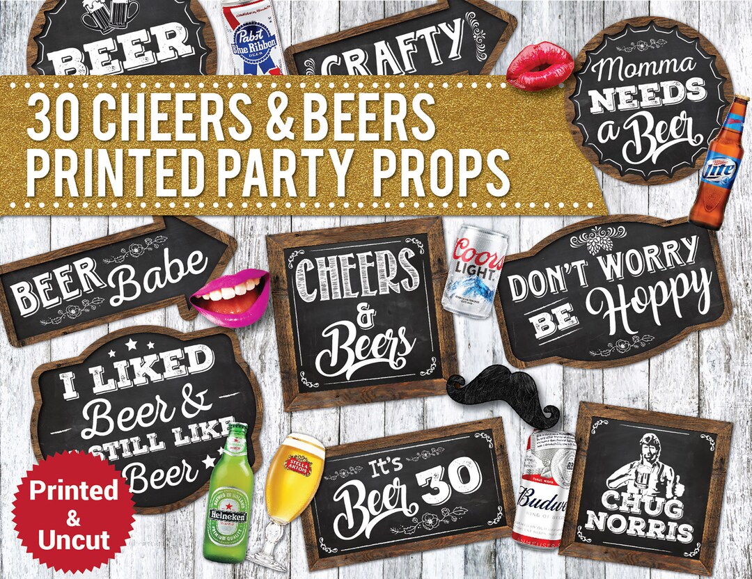 Cheers and Beers Photo Booth Props, Adult Drinking Props, PRINTED ...