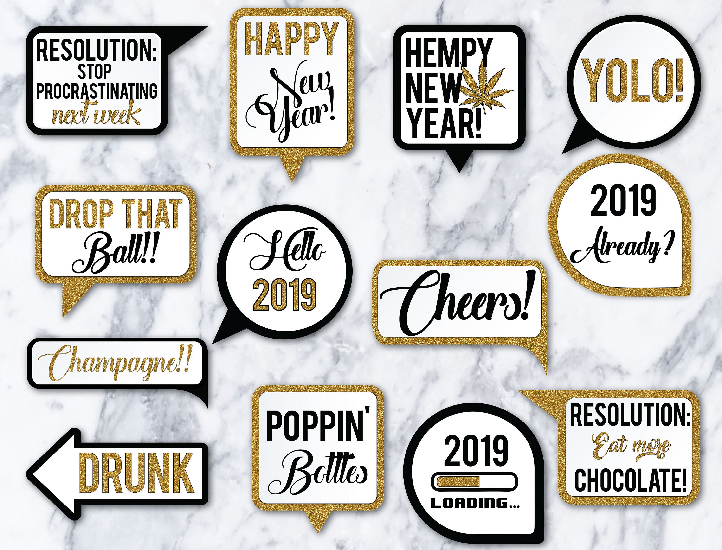 23 New Years Eve 2020 PRINTED & UNCUT Party Photo Booth Props | Etsy