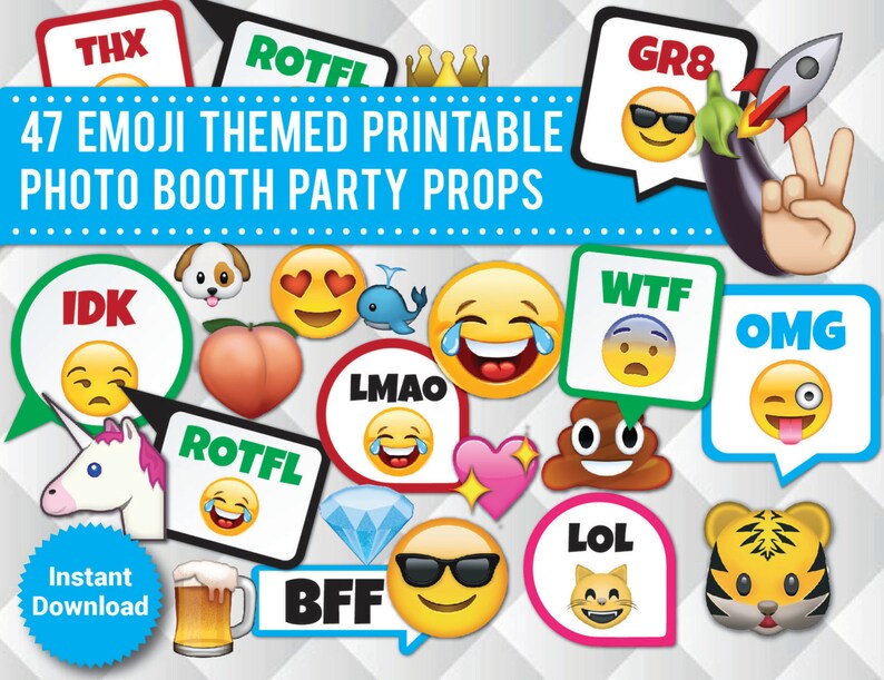 47 Emoji PRINTABLE Photo Booth Props Funny Party Props Sweet - Etsy Canada