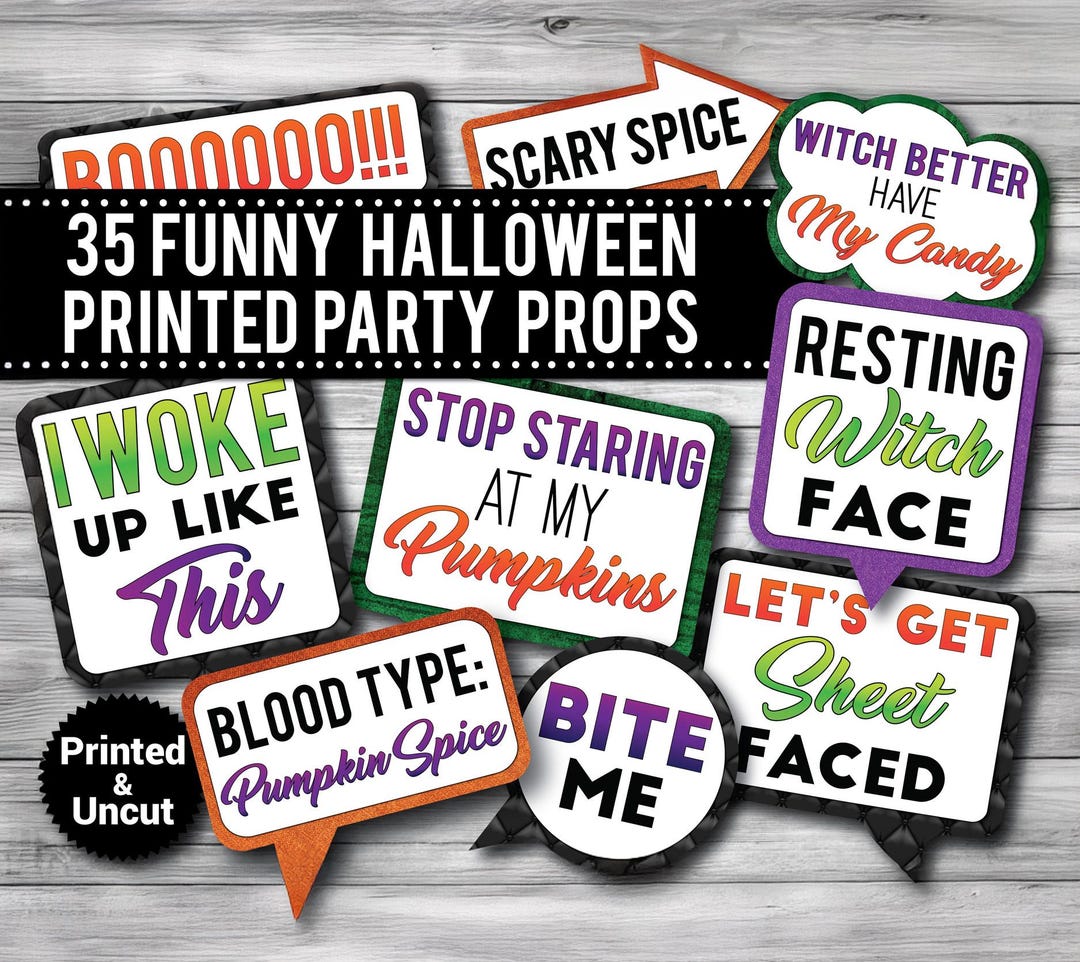 35 - Funny Halloween Photo Booth Props, PRINTED & UNCUT, Funny Adult ...