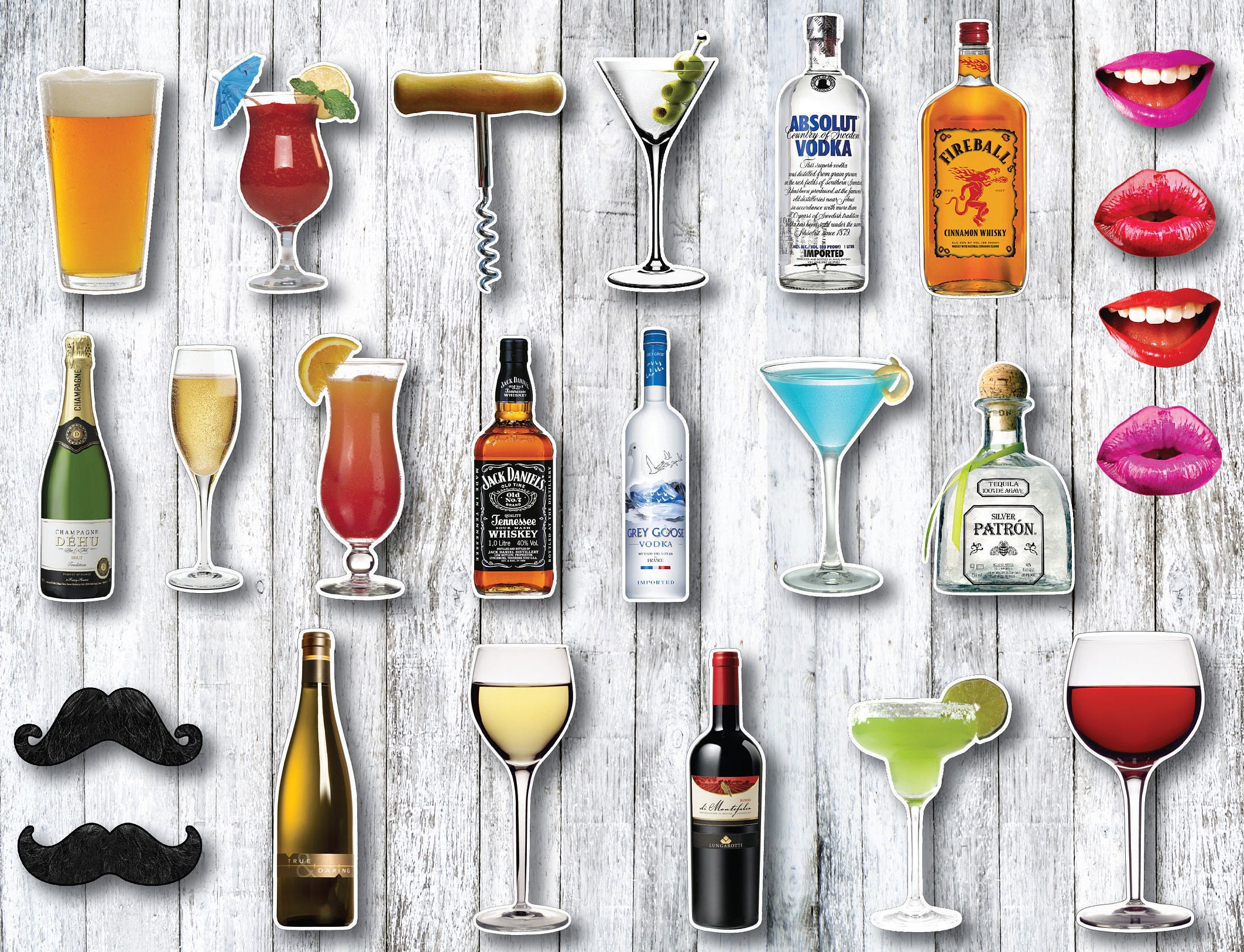 40 Adult Drinking Photo Booth Props PRINTED & UNCUT Liquor - Etsy