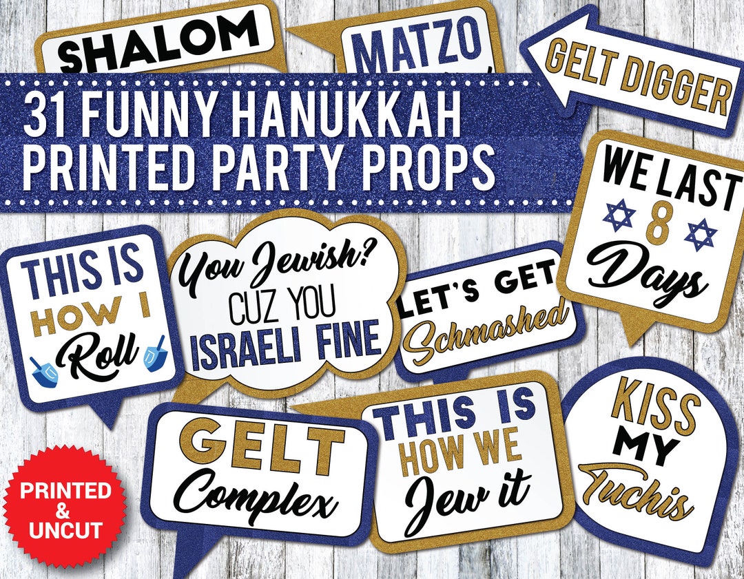31 Funny Hanukkah Holiday PRINTED & UNCUT Party Photo Booth Props ...