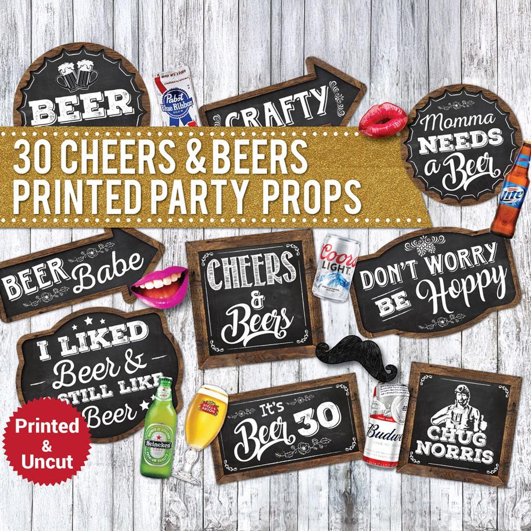 Cheers and Beers Photo Booth Props: Adult Drinking Party (printed ...