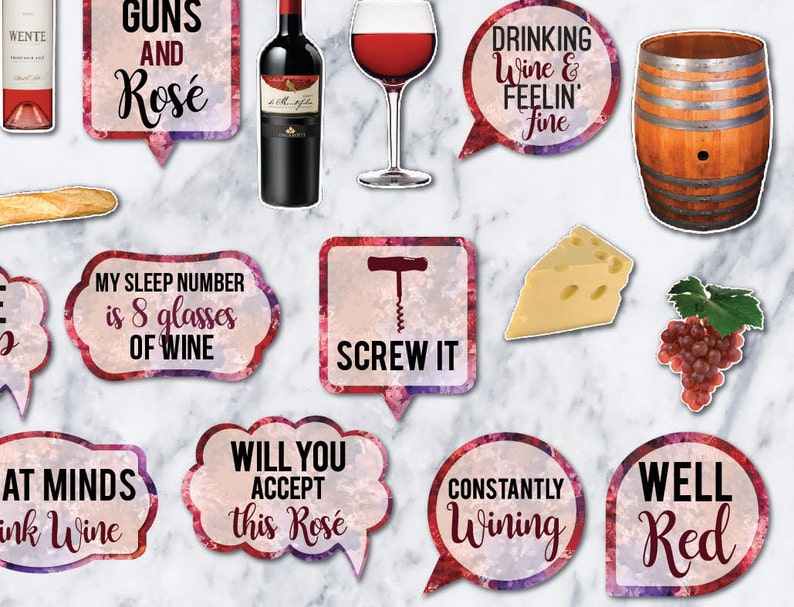 40 Red Wine Photo Booth Props PRINTABLE Wedding Props - Etsy